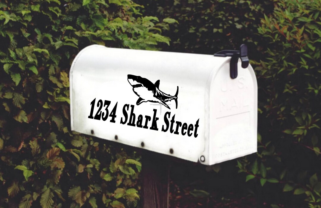 Shark Fish Nautical Personalized Mailbox Decal Set of 2 V1 - Etsy