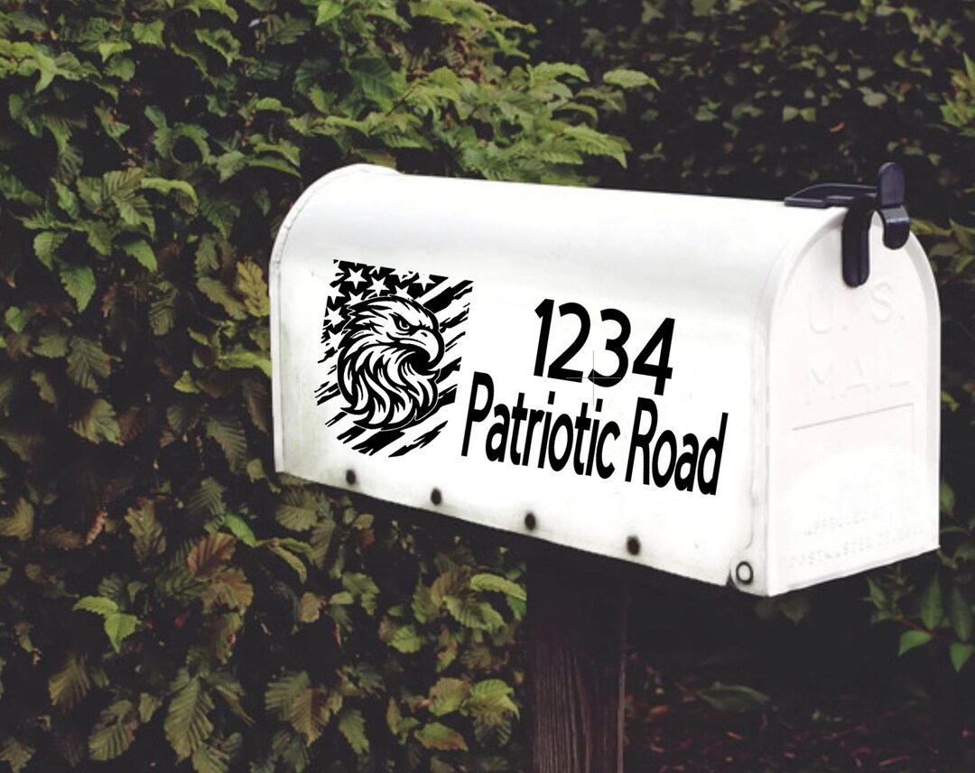 Eagle With Flag Patriotic Vinyl Mailbox Address Decal Set of 2 - Etsy