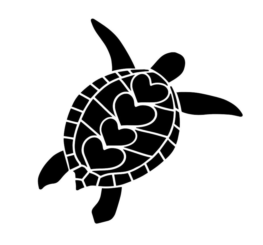 Turtle With Hearts Vinyl Decal - Etsy