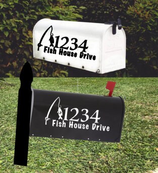 Fish With Fishing Pole Mailbox Decal Set of 2 - Etsy