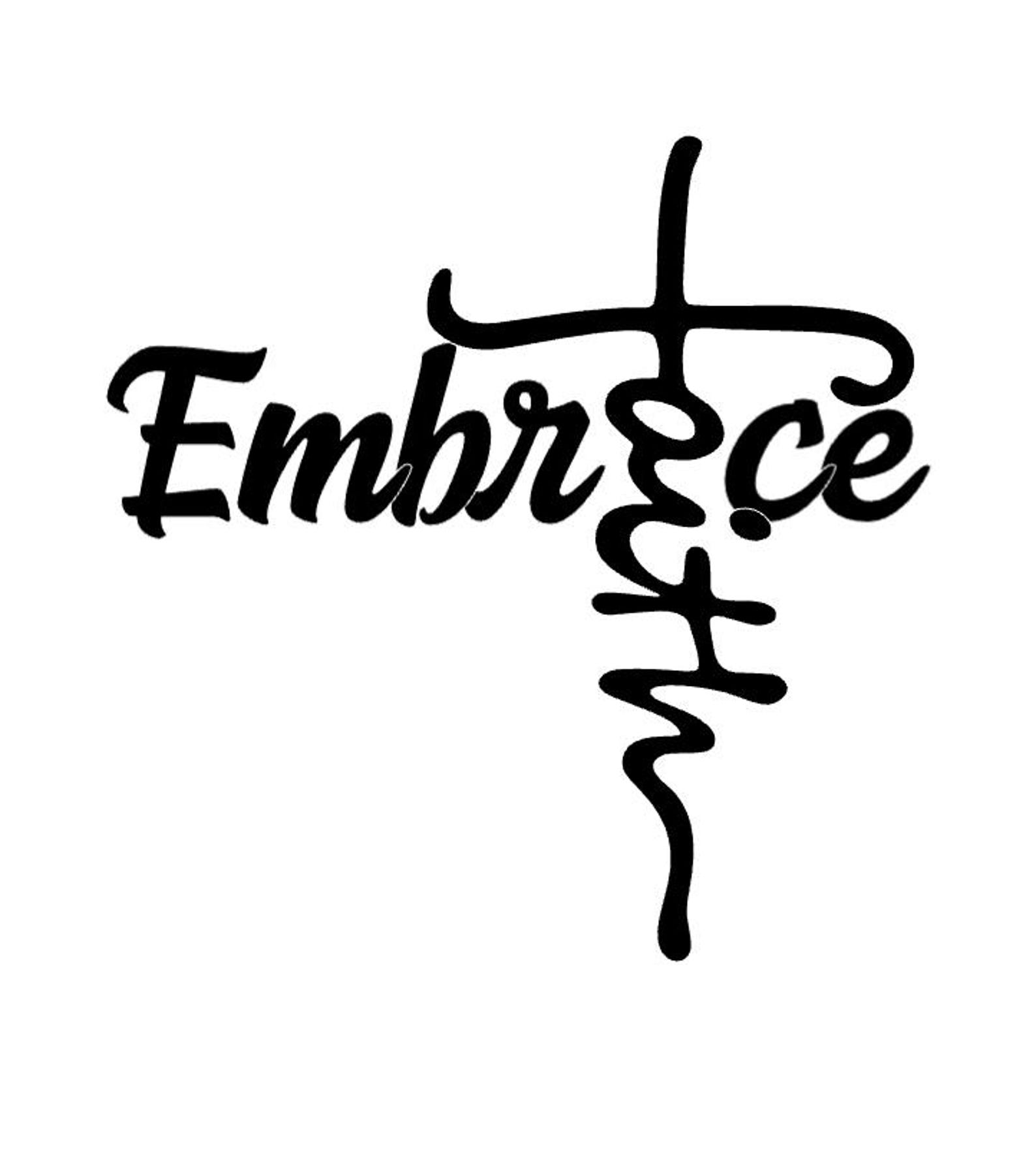 Embrace Faith Vinyl Decal Christian Cross Sticker Inspirational Bible ...