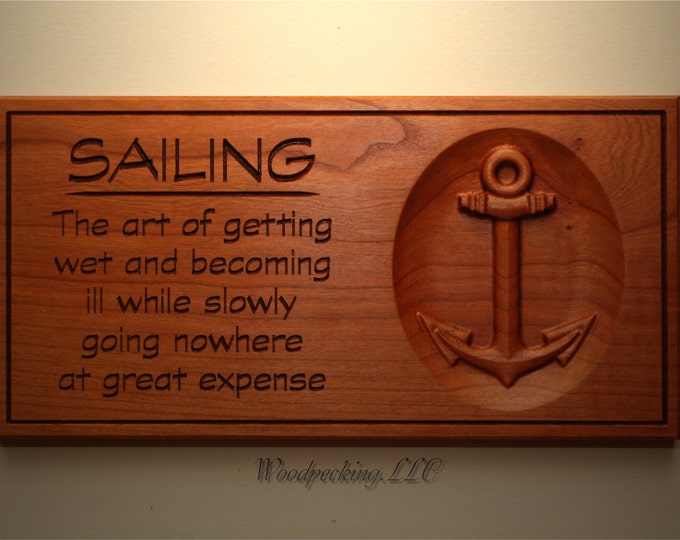 Wood Sign With Sailing Saying Nautical Wall Art Anchor Theme Decor ...