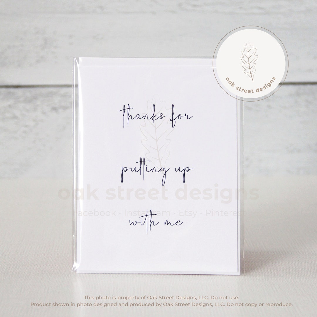 Thanks for Putting up With Me, Greeting Card With Envelope - Etsy
