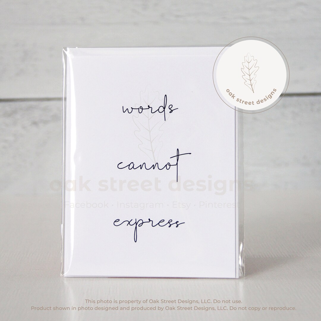 Words Cannot Express, Thank You Card, Greeting Card With Envelope - Etsy