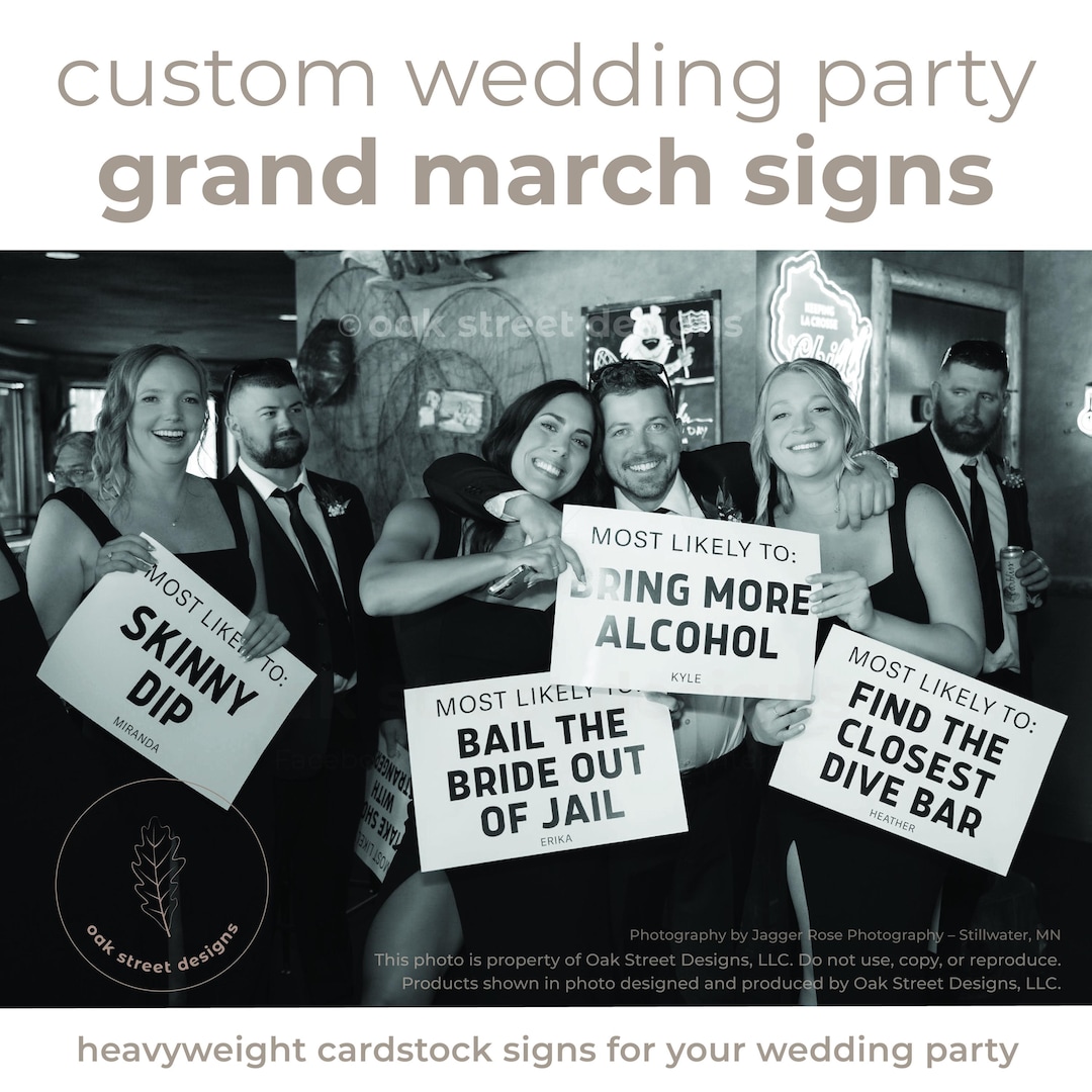 Wedding Party Grand Entrance Signs • Grand March Signs • bridesmaids ...