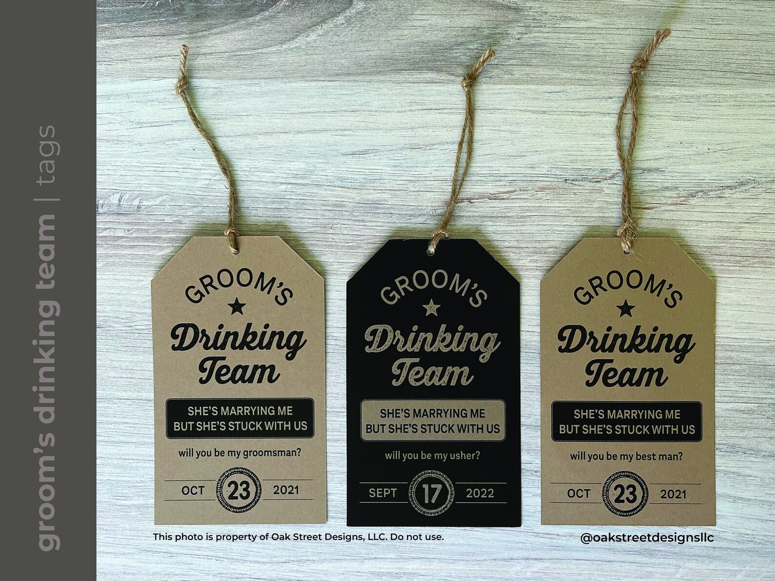 Groom's Drinking Team, Full-size Bottle Tags, Wedding Party Gift Tag ...