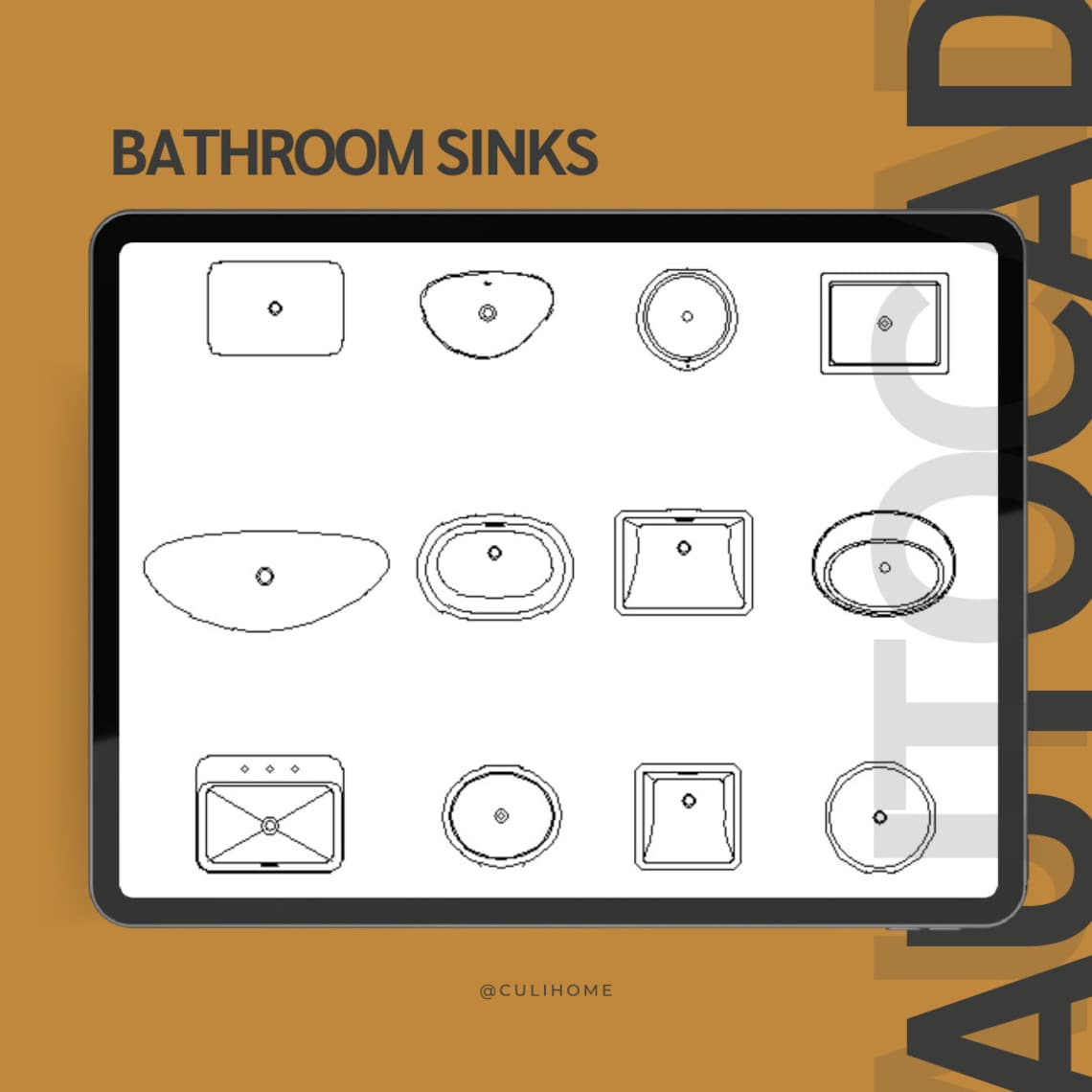 DWG Autocad 2D Bathroom Fixtures Drawings - Complete Set of Bathroom ...