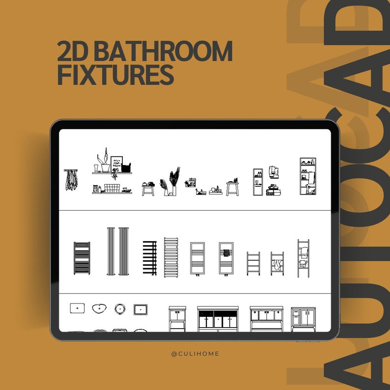 DWG Autocad 2D Bathroom Fixtures Drawings - Complete Set of Bathroom ...