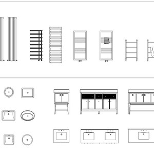DWG Autocad 2D Bathroom Fixtures Drawings Complete Set of - Etsy