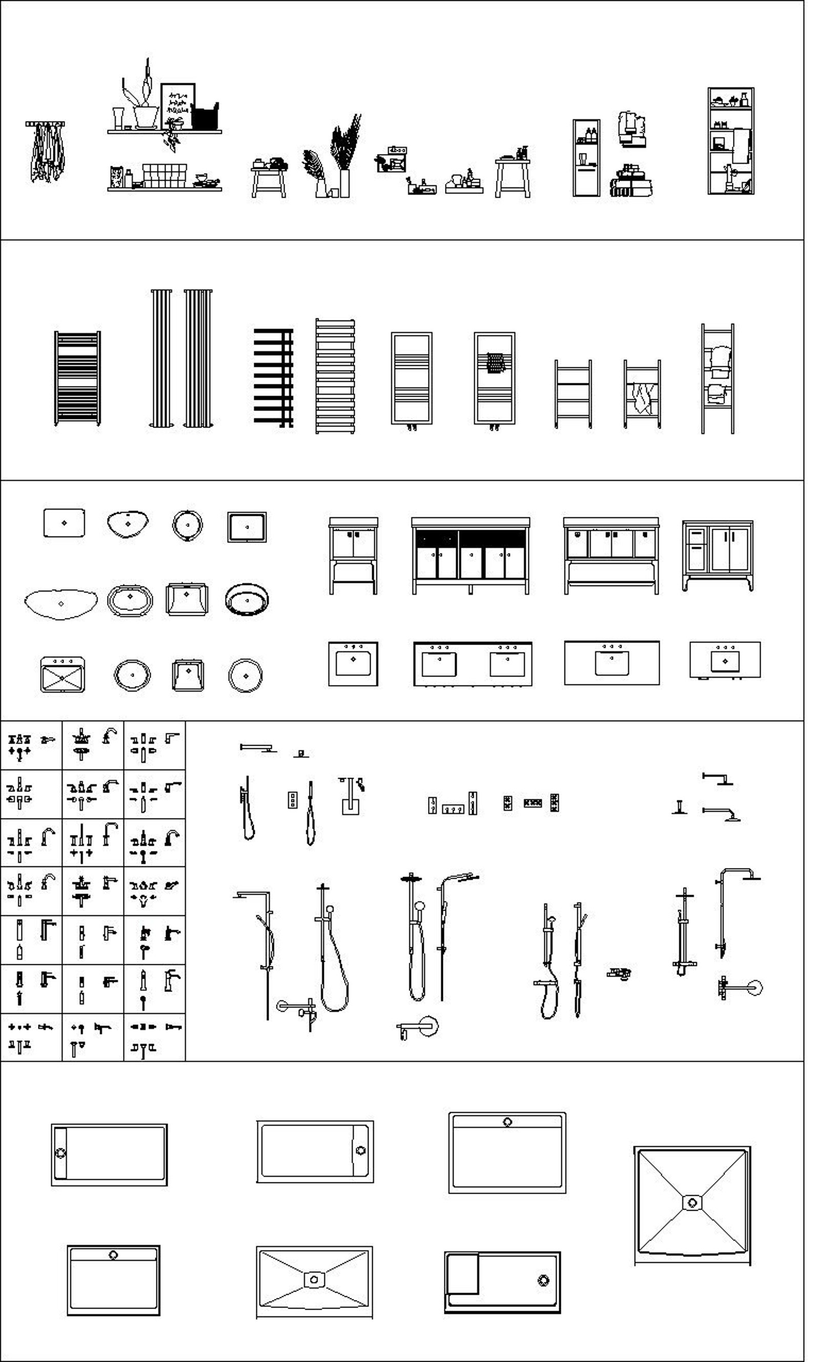 DWG Autocad 2D Bathroom Fixtures Drawings Complete Set of - Etsy