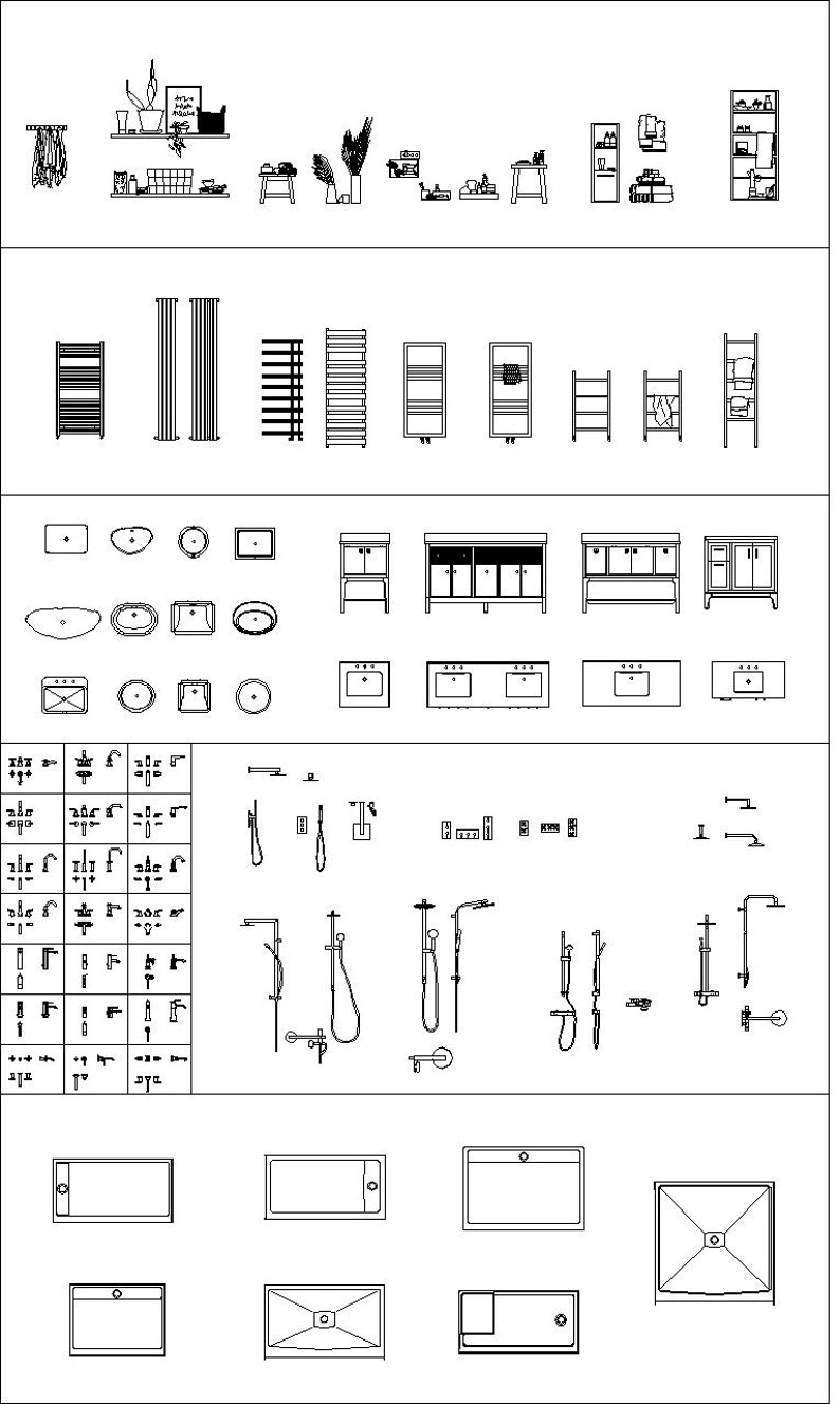 DWG Autocad 2D Bathroom Fixtures Drawings Complete Set of - Etsy