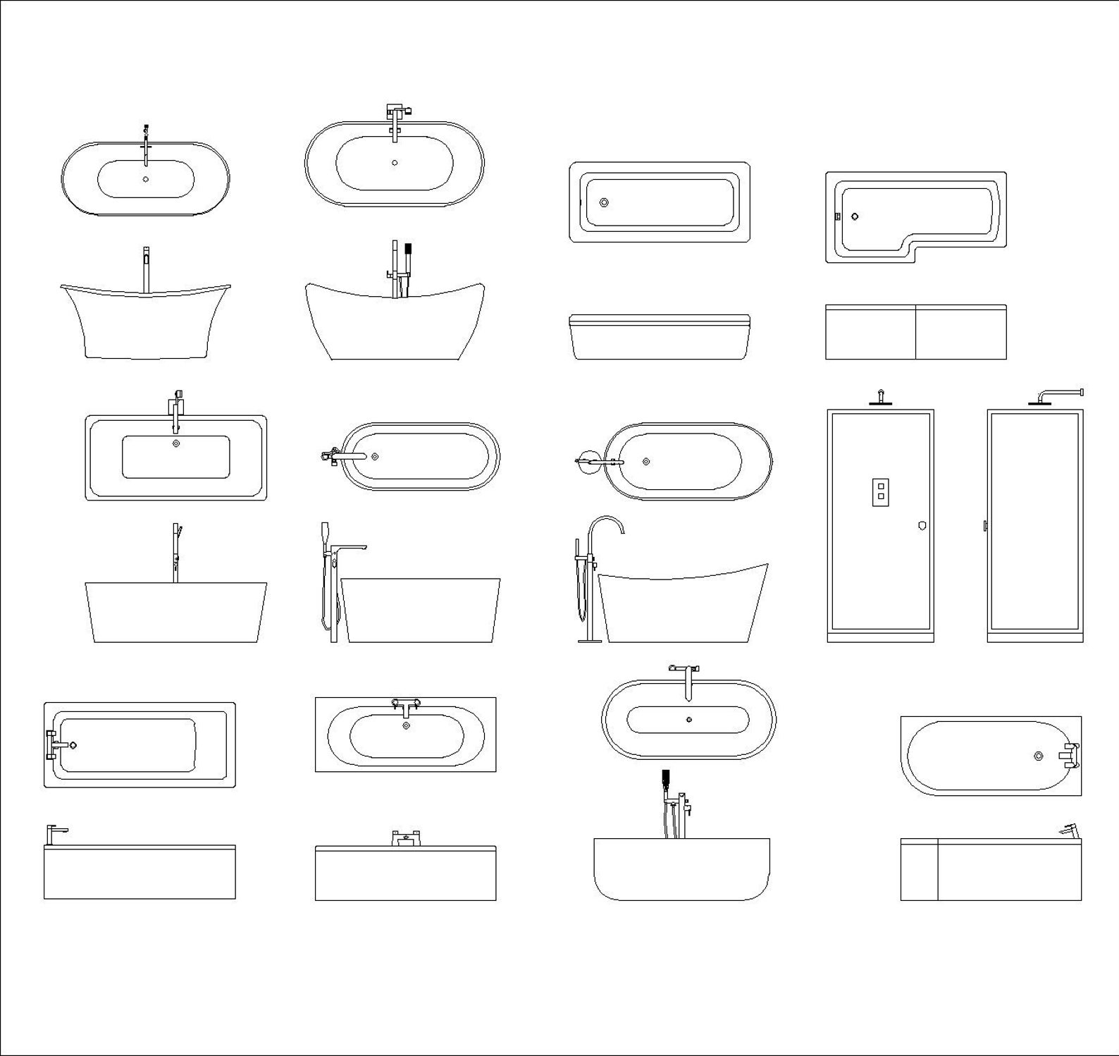 DWG Autocad 2D Bathroom Fixtures Drawings Complete Set of - Etsy
