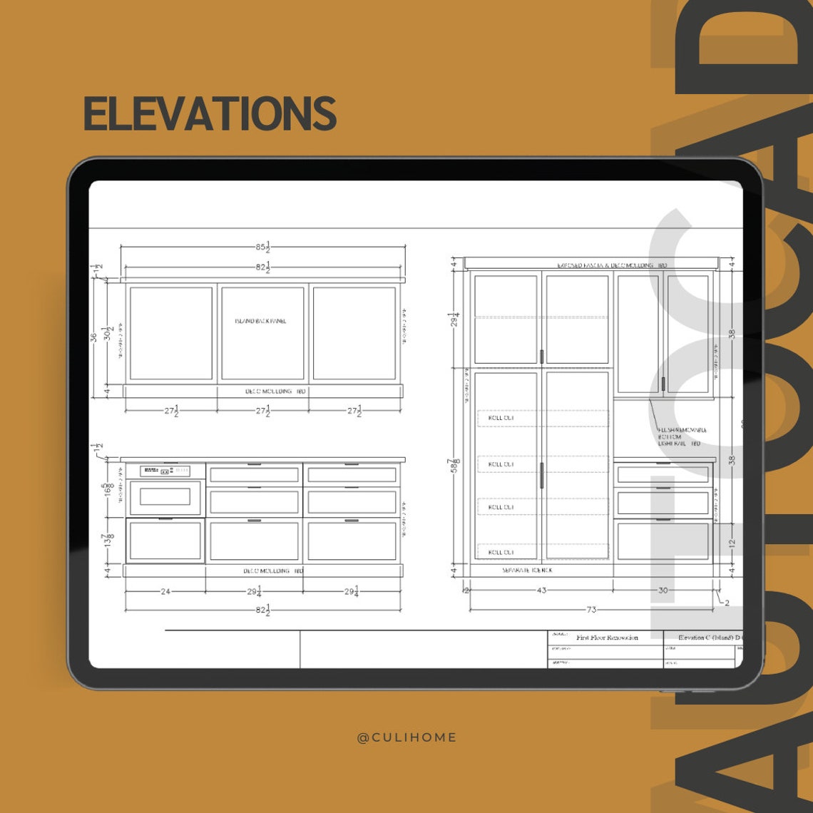 DWG Autocad 2D Kitchen Design, Kitchen Cabinetry Elevations - Etsy
