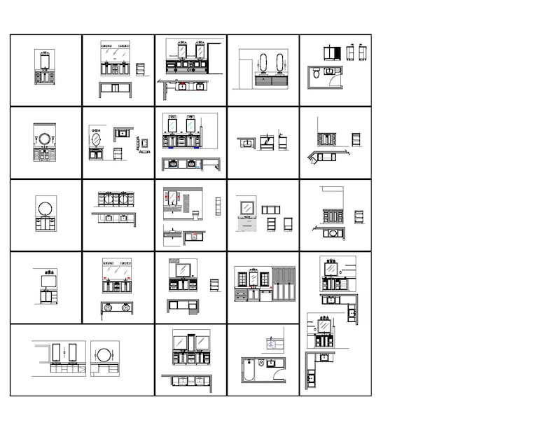 Autocad Bathroom Vanity Elevations Detailed Digital Designs - Etsy