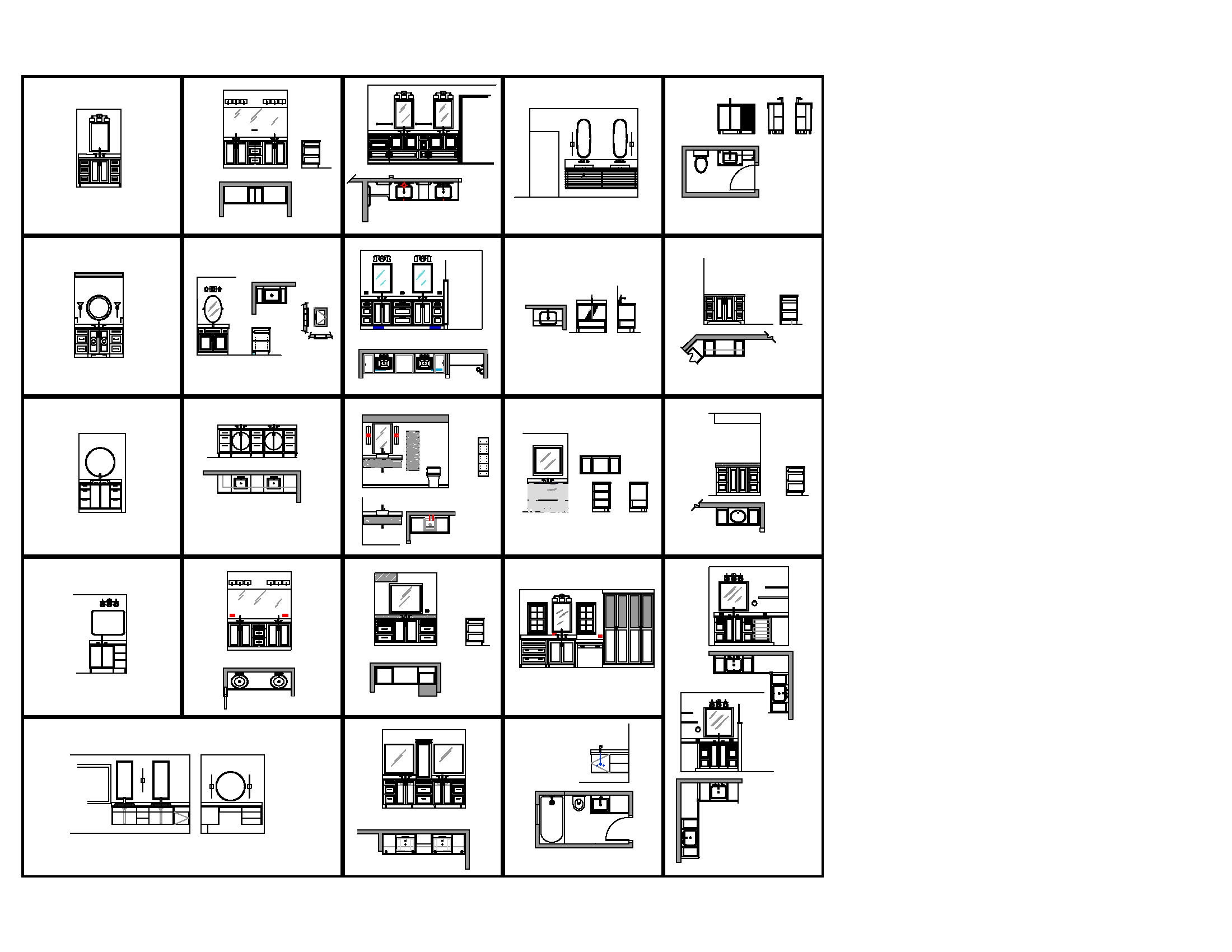 Autocad Bathroom Vanity Elevations Detailed Digital Designs - Etsy