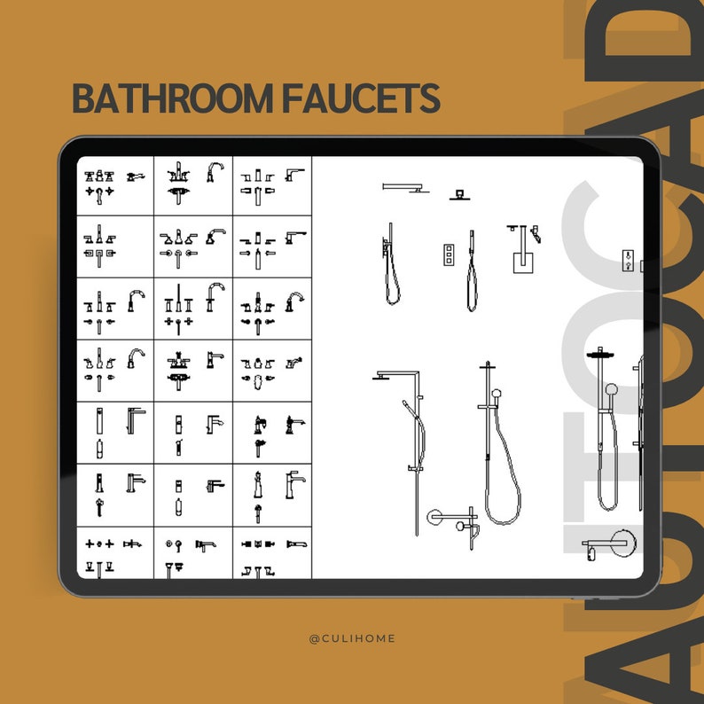 DWG Autocad 2D Bathroom Fixtures Drawings - Complete Set of Bathroom ...