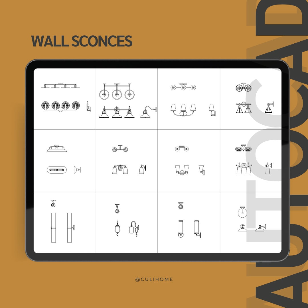 2D Autocad Blocks I Wall Light Fixtures I Interior Design - Etsy