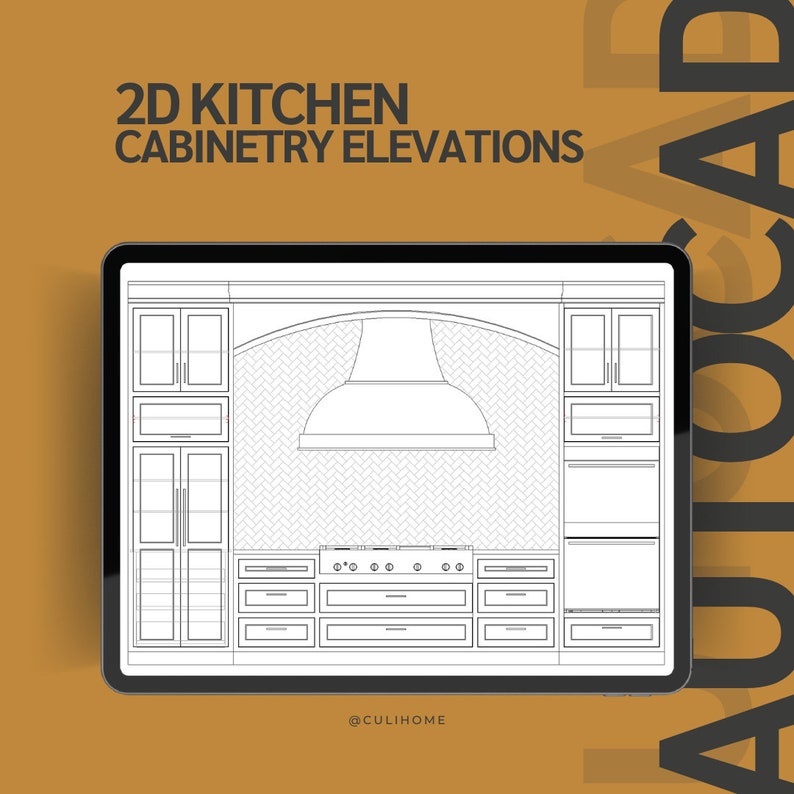 DWG Autocad 2D Kitchen Design, Kitchen Elevations, Cabinetry Details ...