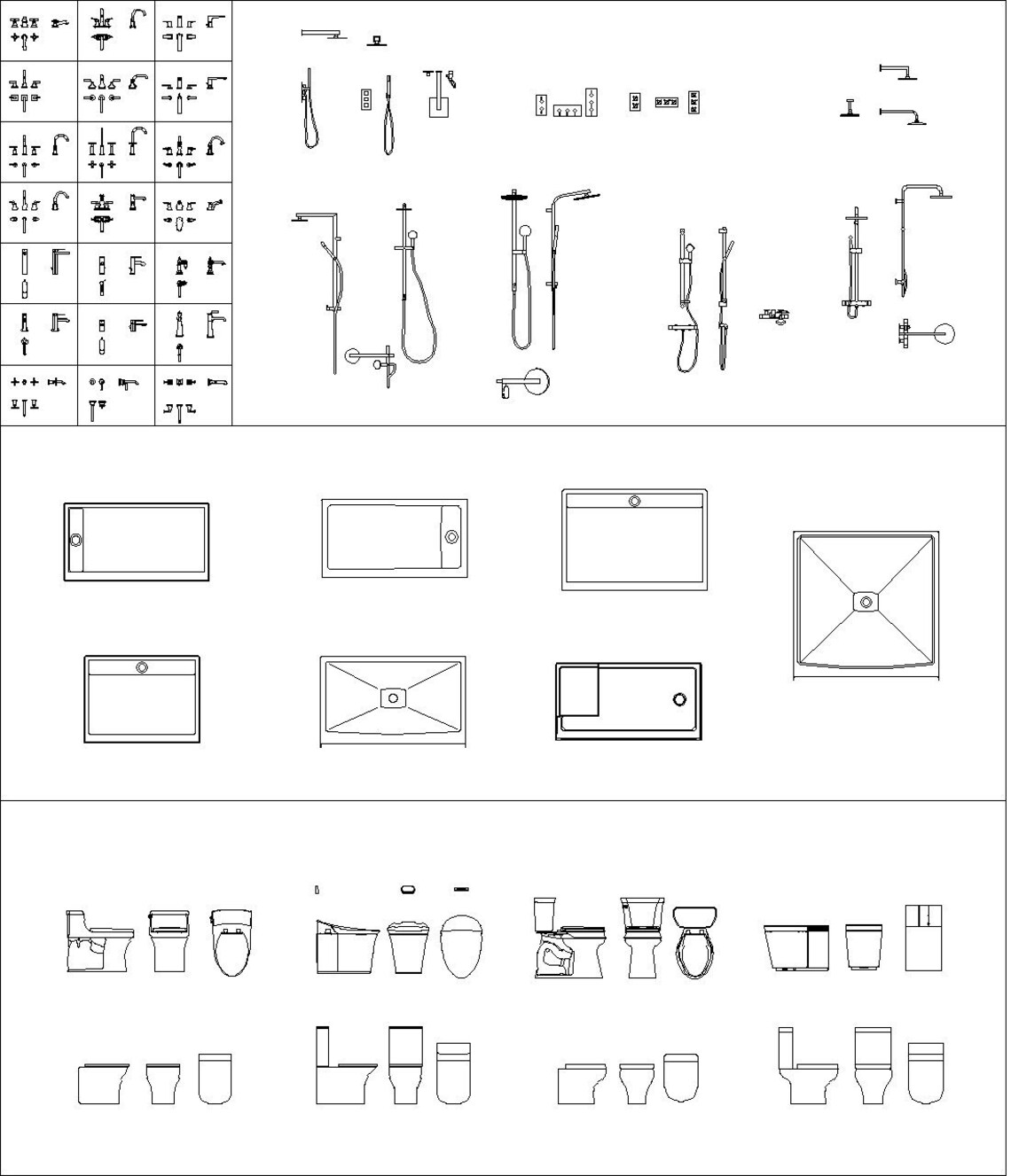 DWG Autocad 2D Bathroom Fixtures Drawings Complete Set of - Etsy
