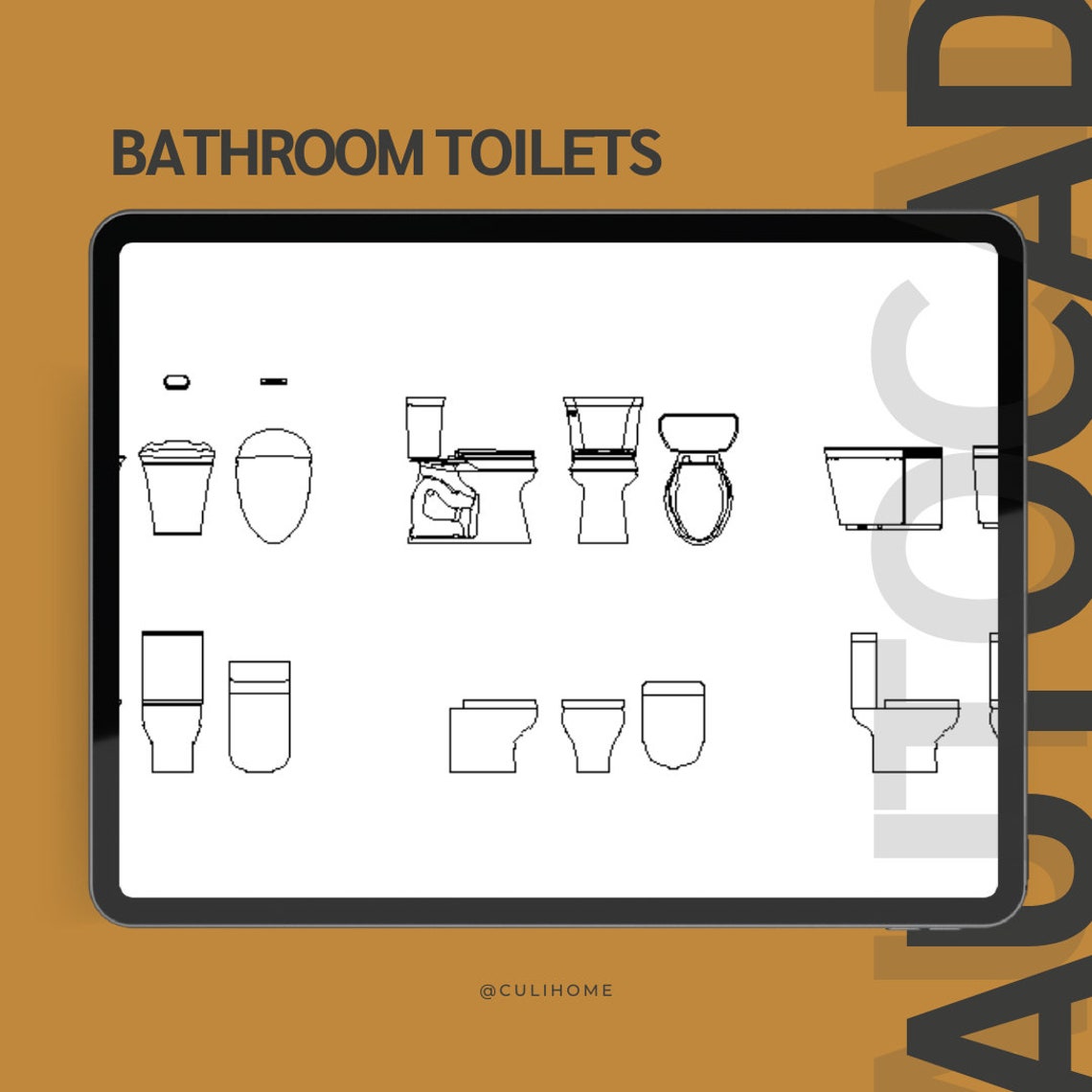 DWG Autocad 2D Bathroom Fixtures Drawings - Complete Set of Bathroom ...