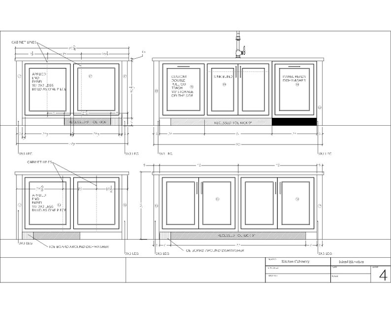 DWG Autocad 2D Kitchen Design, Kitchen Elevations, Cabinetry Details ...