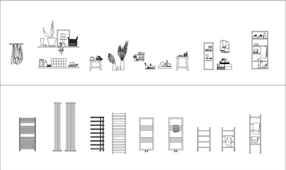DWG Autocad 2D Bathroom Fixtures Drawings Complete Set of - Etsy