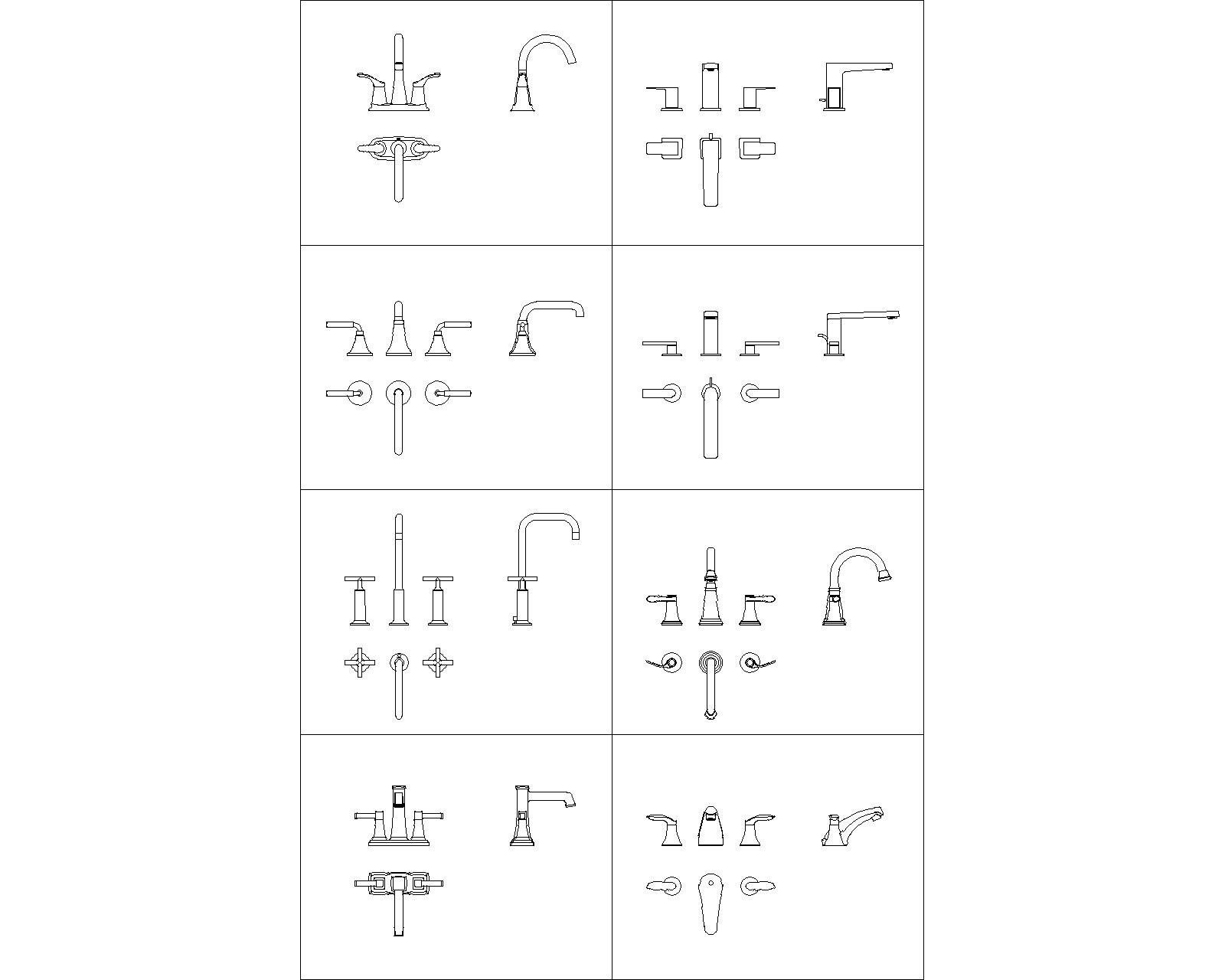 DWG Autocad 2D Bathroom Vanity Faucets Front View Side View - Etsy