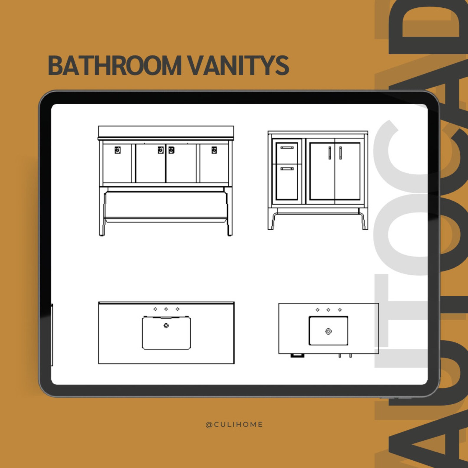 DWG Autocad 2D Bathroom Fixtures Drawings - Complete Set of Bathroom ...