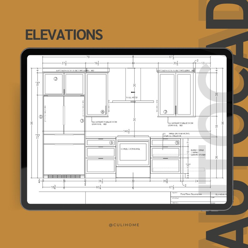 DWG Autocad 2D Kitchen Design, Kitchen Cabinetry Elevations - Etsy