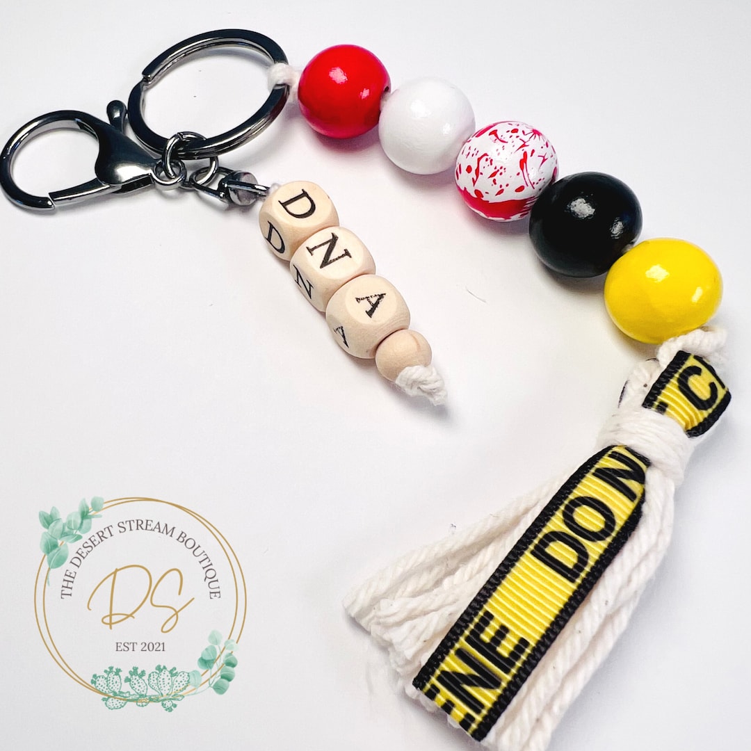 Crime Scene DNA Keychain True Crime Keychain Crime Junkie - Etsy