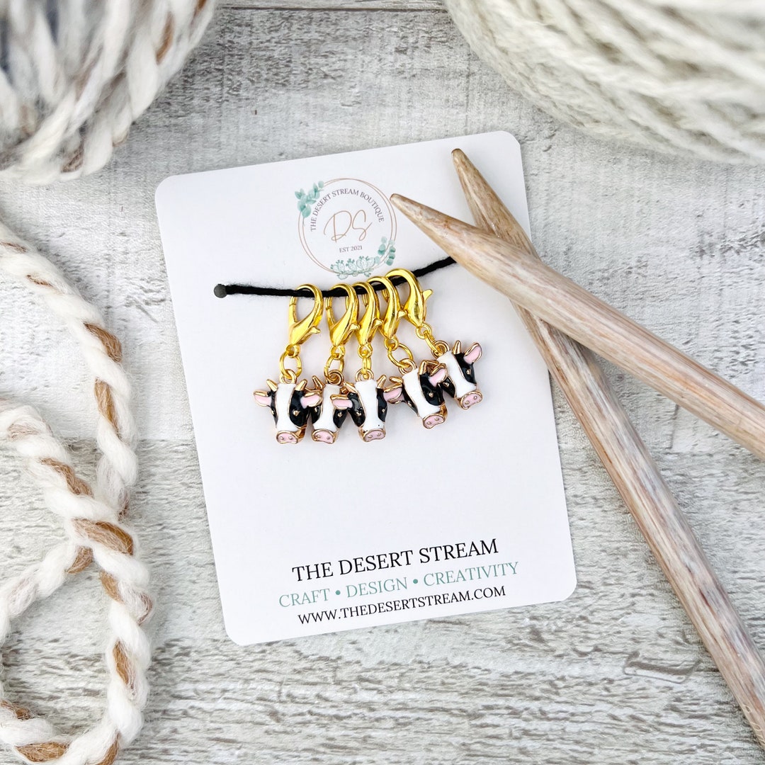 Cow Stitch Markers Set, Knitting Notions Tin, Snag Free Stitch Markers ...