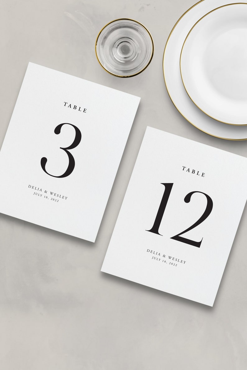 Printed Modern Table Numbers Simple Table Number Cards | Etsy