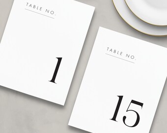 Printed Modern Table Numbers, Simple Table Number Cards, Wedding Table ...