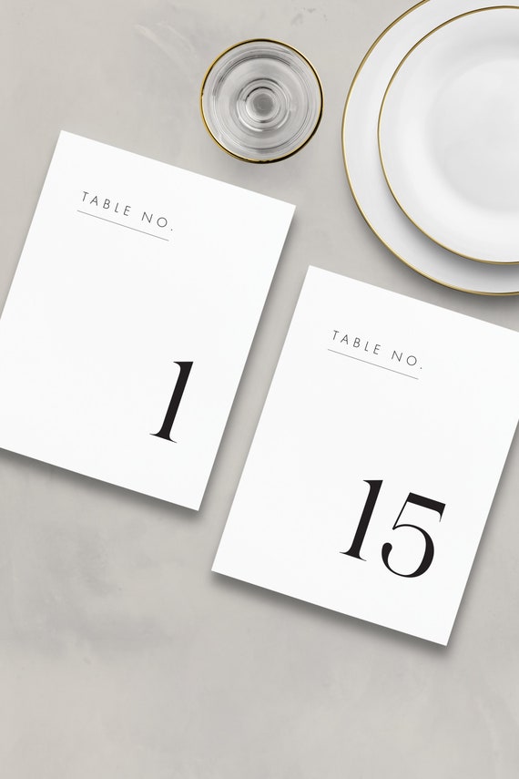 Printed Modern Table Numbers Simple Table Number Cards | Etsy