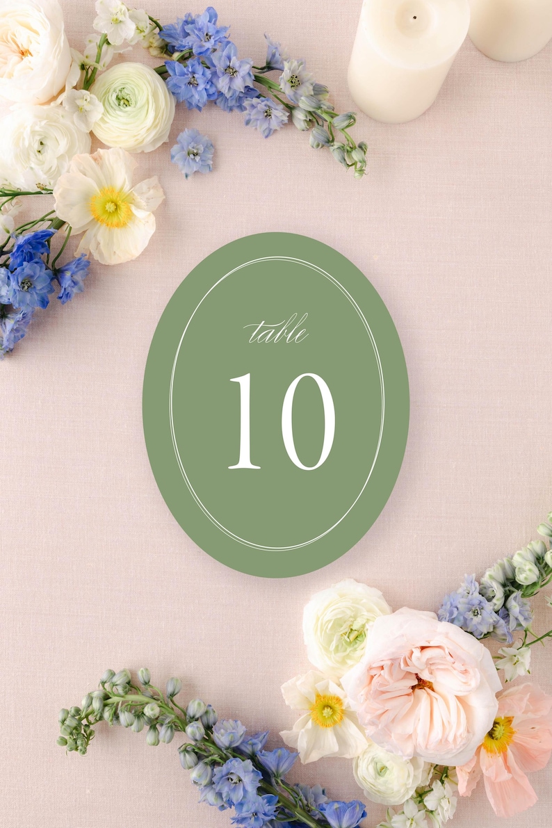 Oval Wedding Table Numbers, Simple Table Number Cards, Wedding Table ...