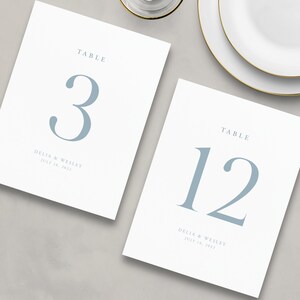 Printed Modern Table Numbers, Simple Table Number Cards, Wedding Table ...