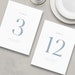 Printed Modern Table Numbers, Simple Table Number Cards, Wedding Table ...