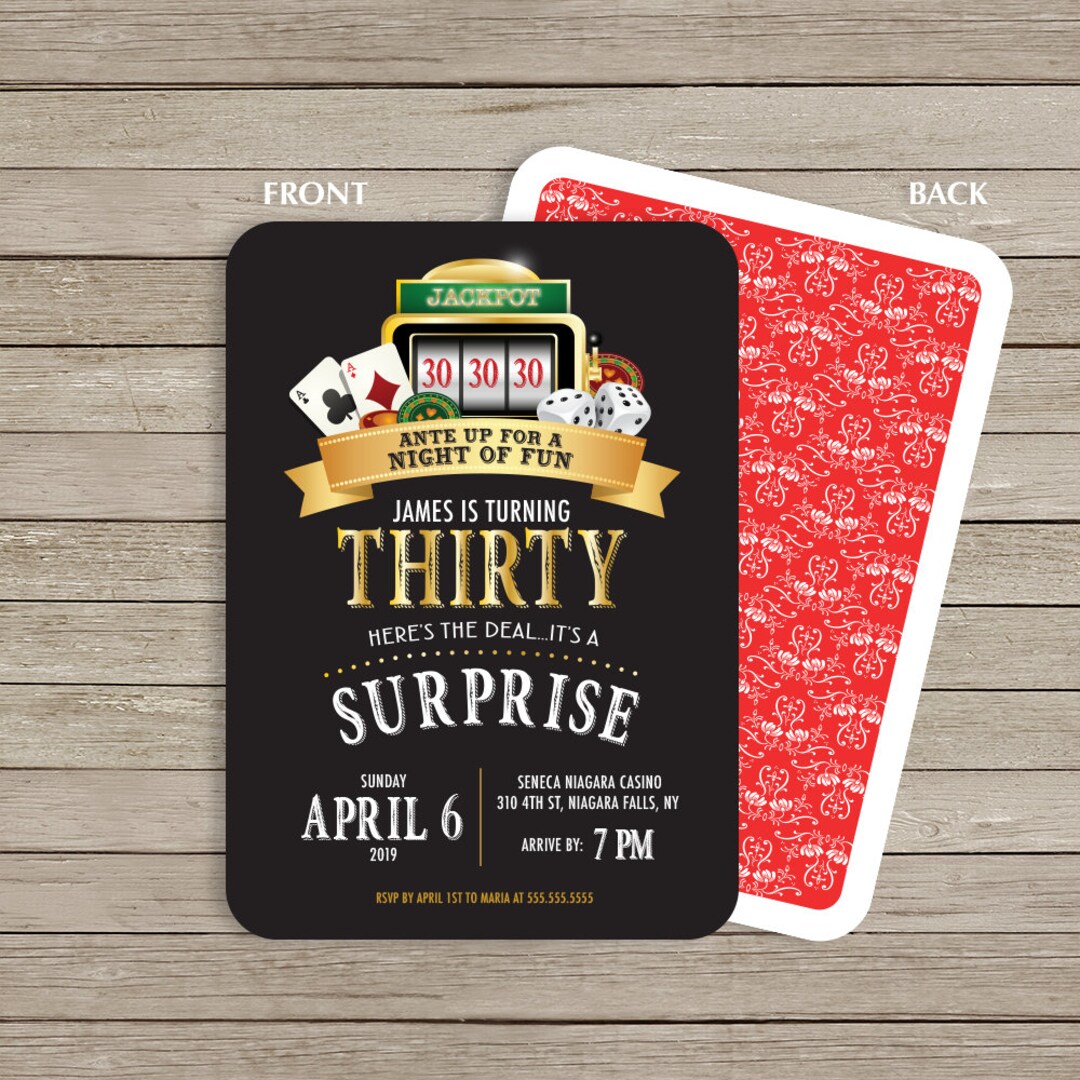 Casino Invitation / Slot Machine / Surprise Birthday Invitation ...
