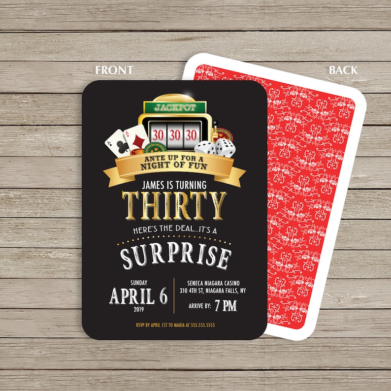 Casino Invitation / Slot Machine / Surprise Birthday Invitation ...