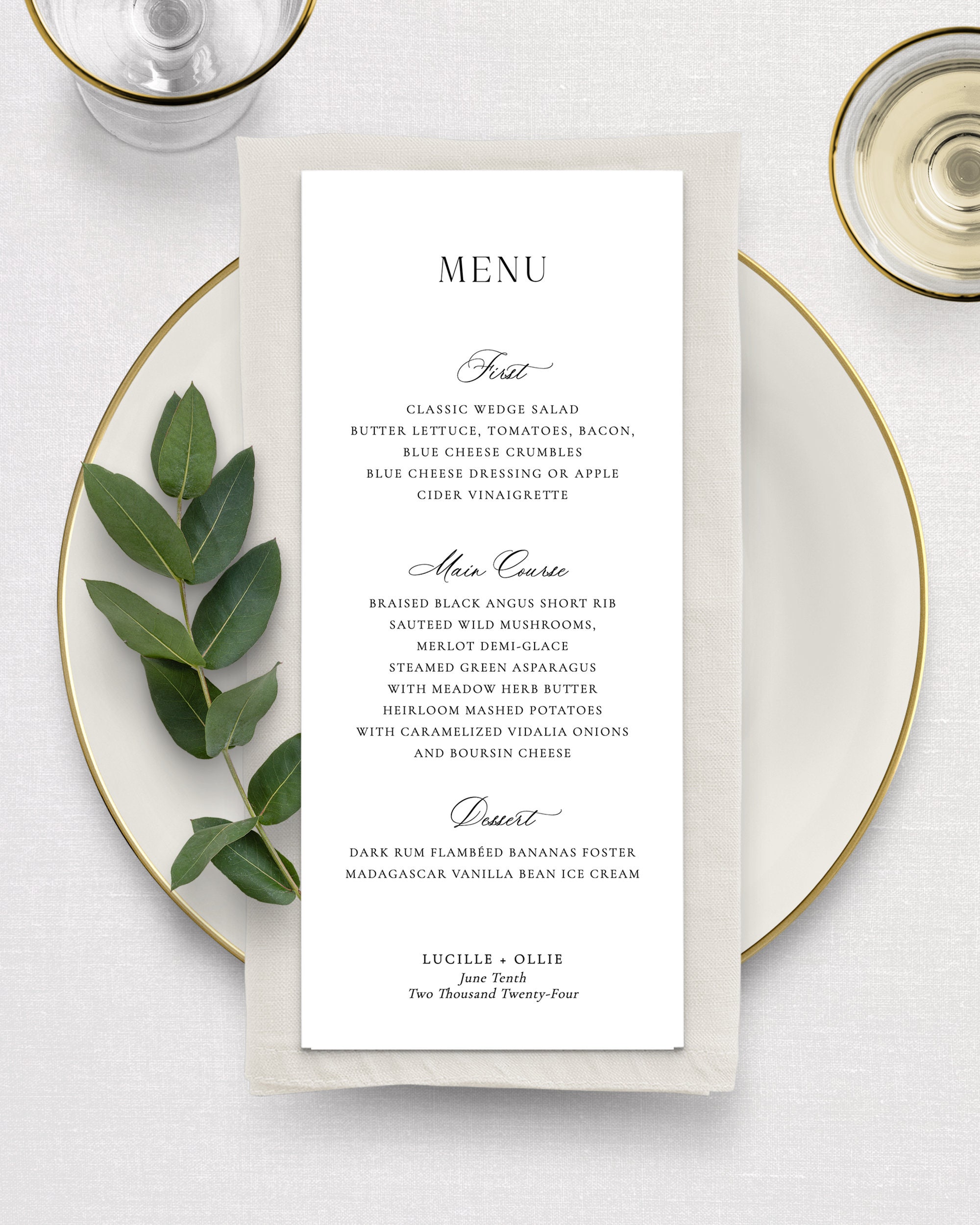 Printable Wedding Menu Template Monogram Wedding Table Menu - Etsy