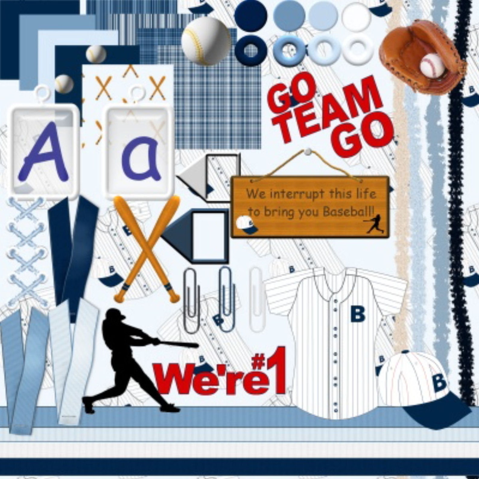 Baseball Digital Scrapbook It - Etsy
