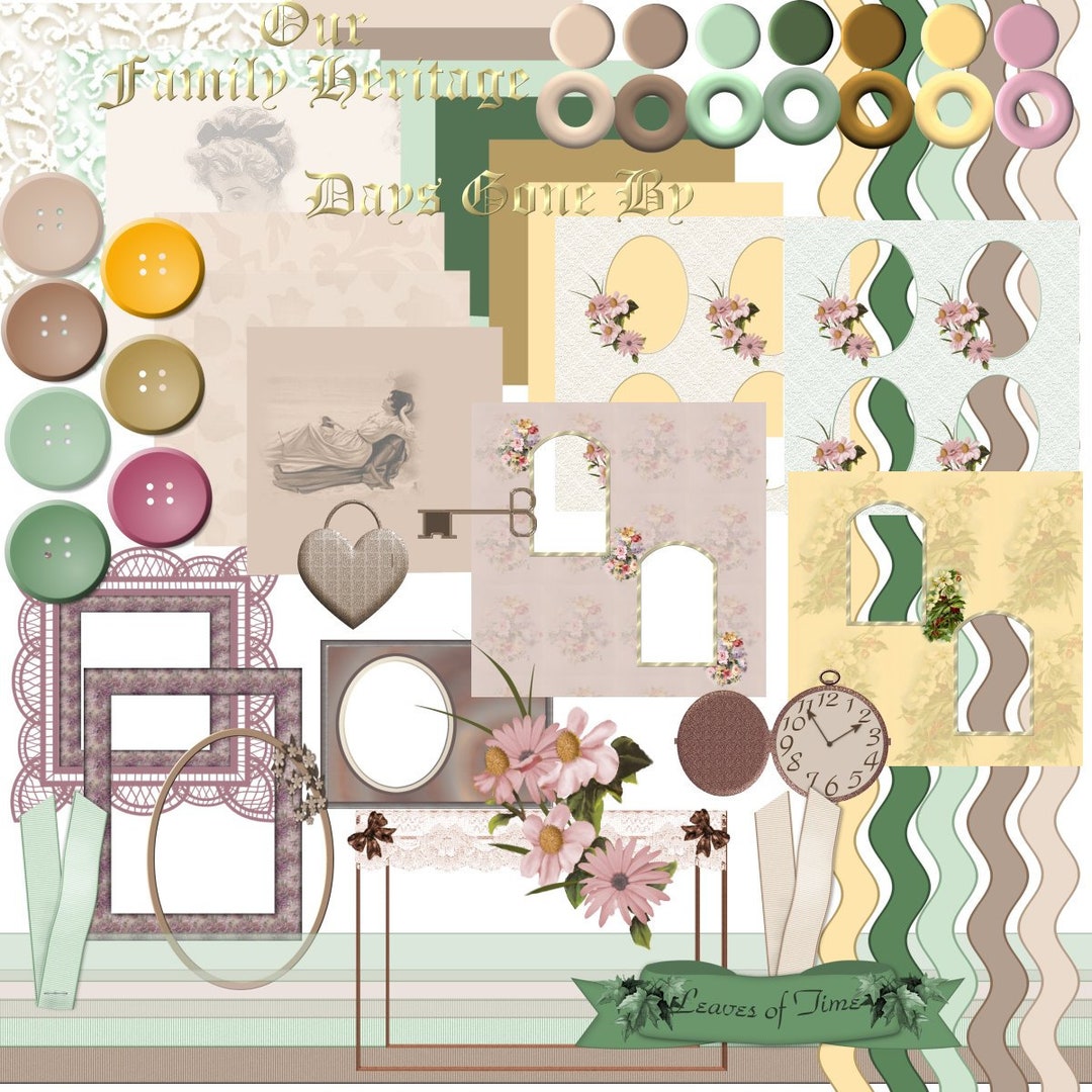 Victorian/heritage Digital Scrapbook Kit - Etsy