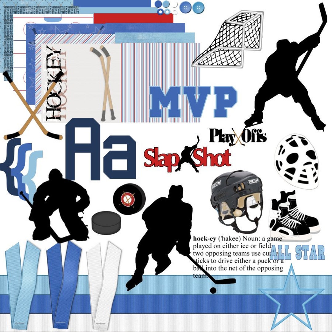 Ice Hockey Digital Scrapbook Kit - Etsy