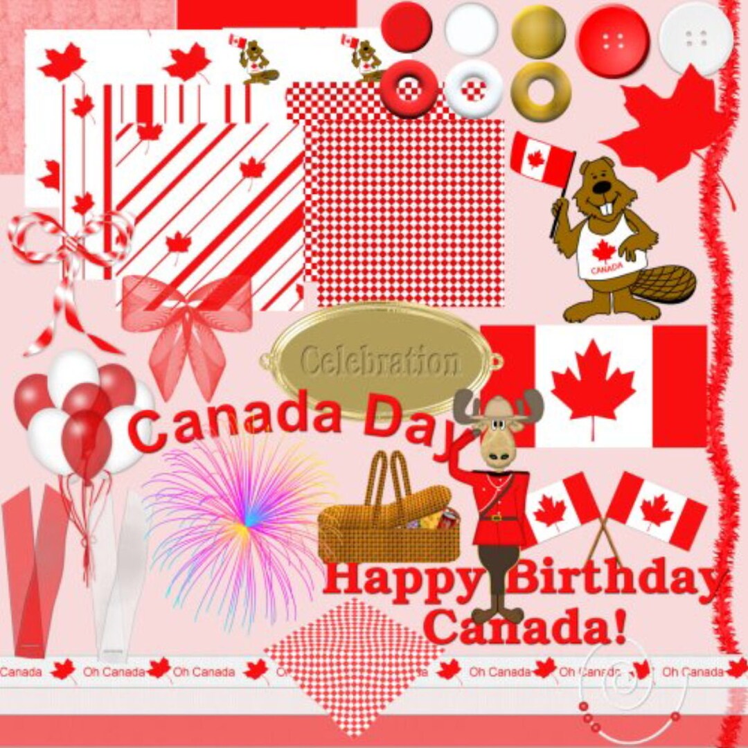 Canada Day Digital Scrapbook Kit - Etsy