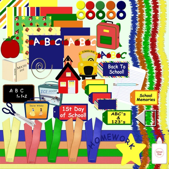 Back to School Digital Scrapbook Kit | Etsy