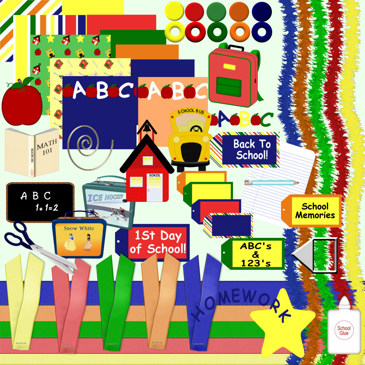 Back to School Digital Scrapbook Kit - Etsy