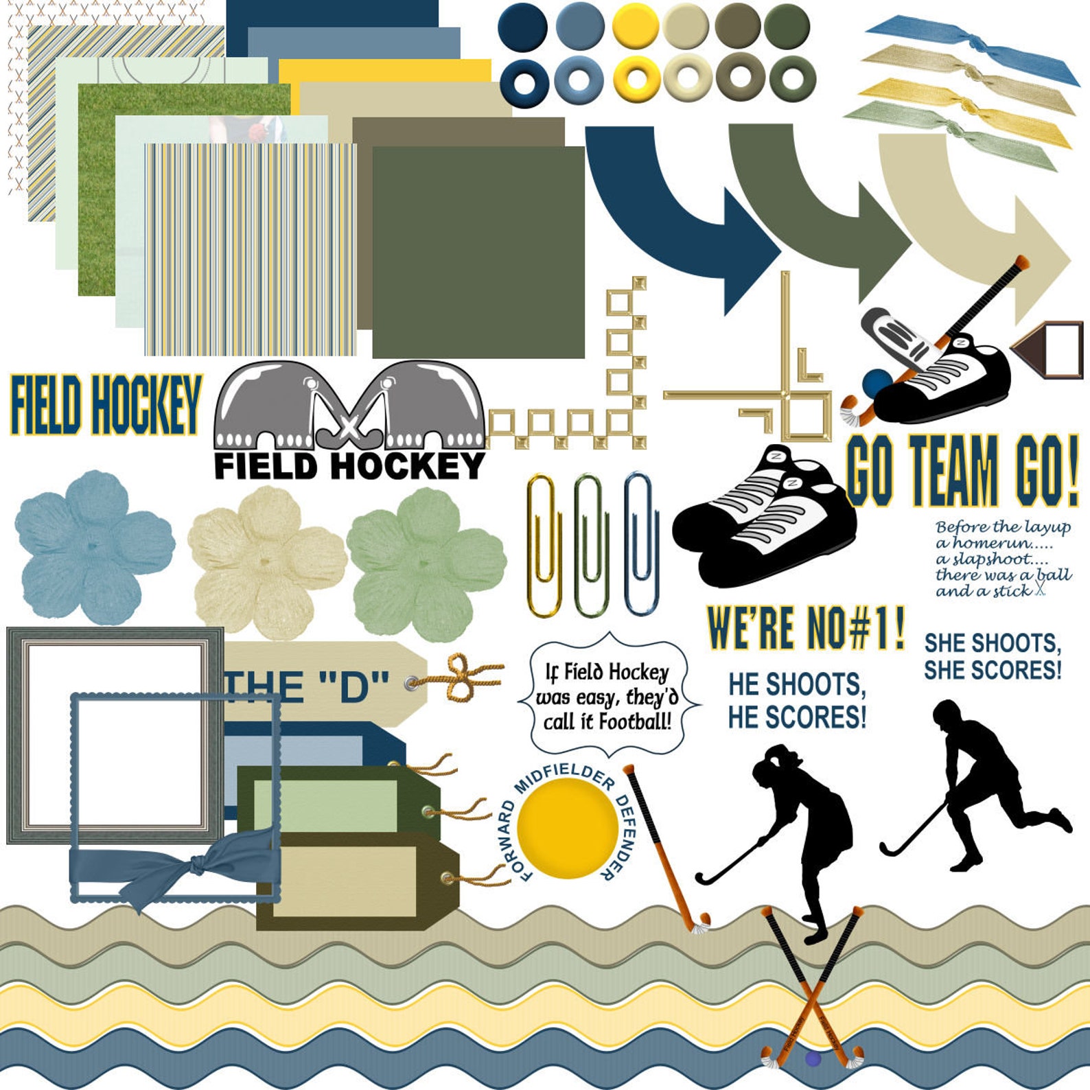 Field Hockey Digital Scrapbook Kit - Etsy