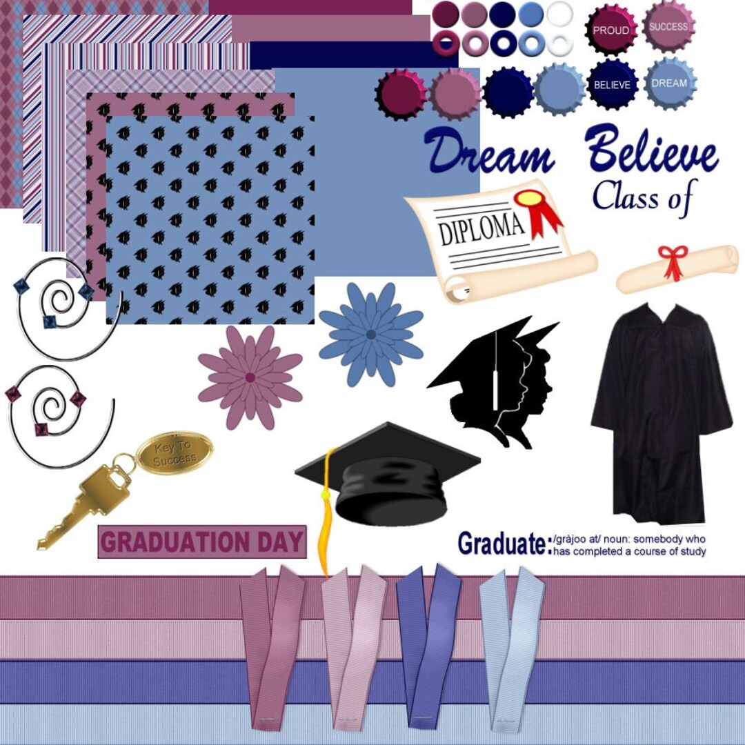 Graduation Digital Scrapbook Kit - Etsy