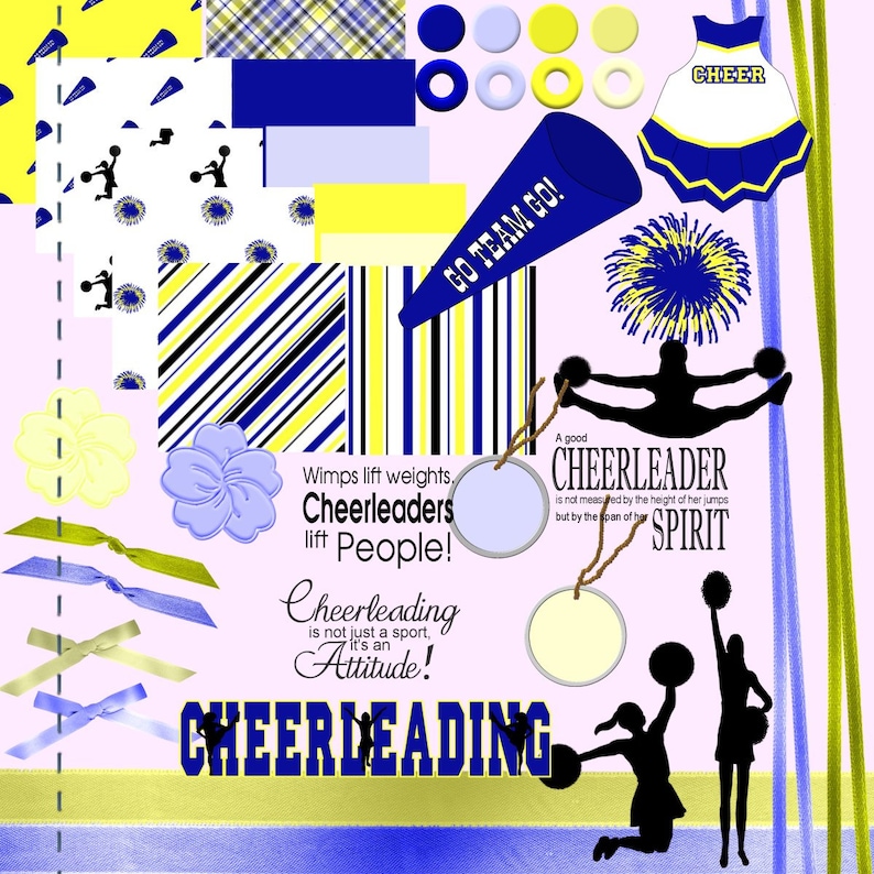 Cheerleading Digital Scrapbook Kit - Etsy