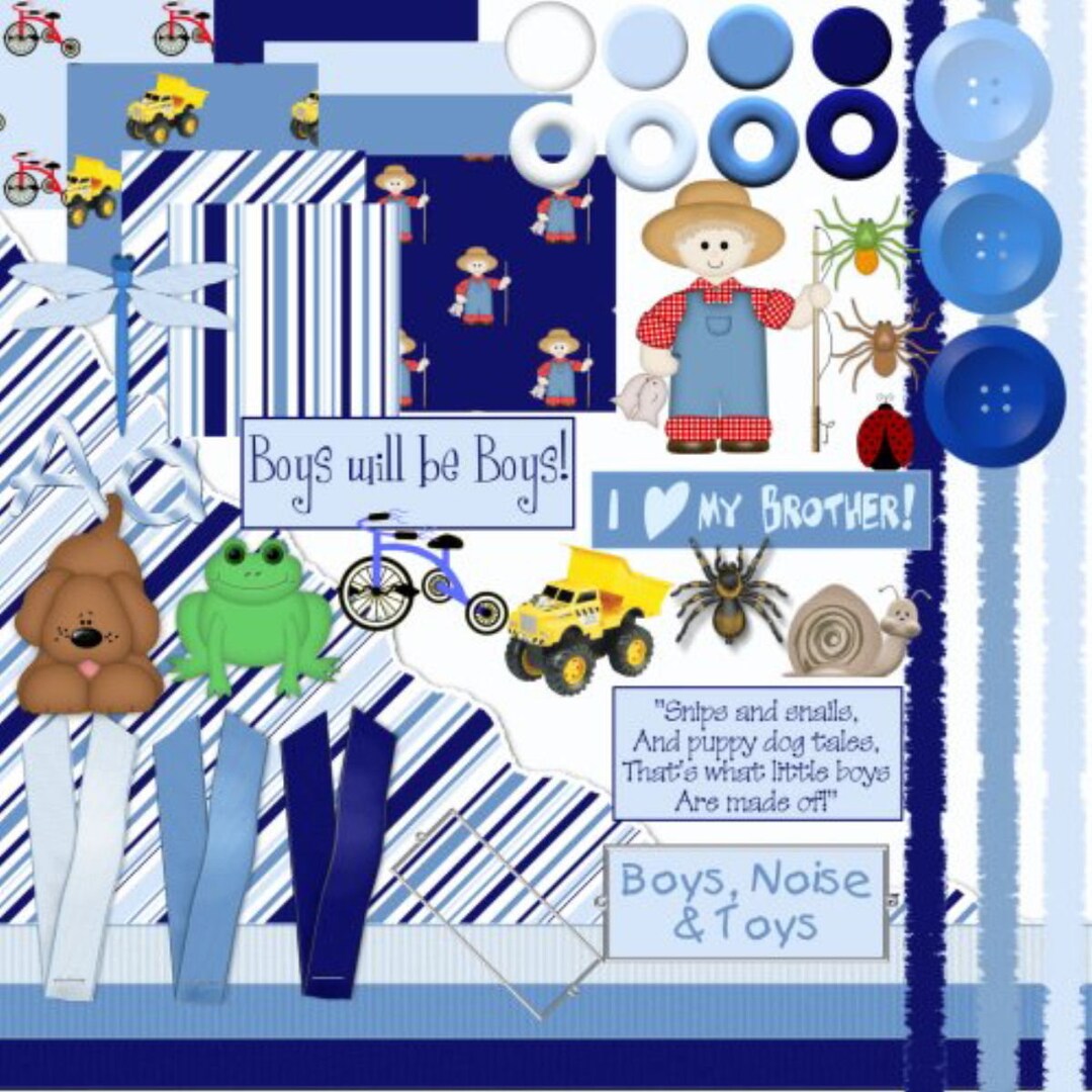 Boys Will Be Boys Digital Scrapbok Kit - Etsy